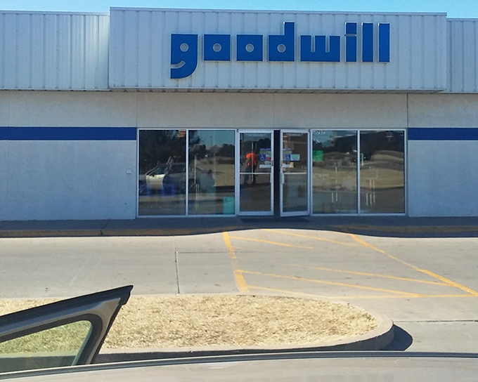 That iconic blue smile welcomes bargain hunters to what might be Kansas's most underrated shopping destination.