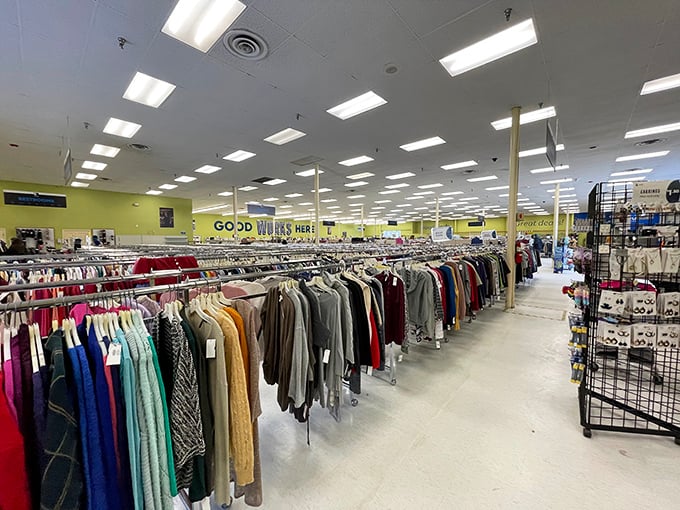 Pure retail bliss! Rows upon rows of fashion potential&mdash;this isn't just shopping, it's a thrilling expedition for the perfect find.