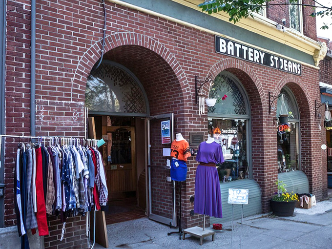 The brick fa&ccedil;ade of Battery Street Jeans isn't just charming&mdash;it's a portal to fashion's past lives. Sidewalk racks offer a sneak peek at the treasures waiting inside.