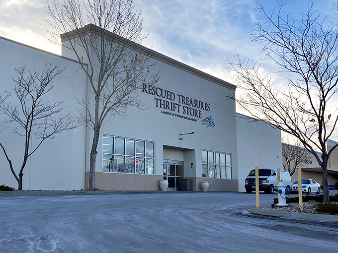 The unassuming exterior of Rescued Treasures belies the wonderland within&mdash;like finding a portal to bargain heaven disguised as a regular building.