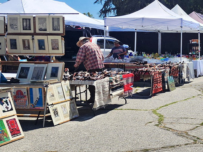 White tents line the Fairfax High School parking lot, transforming Sunday mornings into a treasure hunter's paradise at Melrose Trading Post.