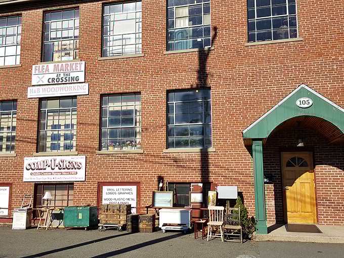 The brick fortress of forgotten treasures stands proudly on Whiting Street, beckoning bargain hunters with its unassuming charm.