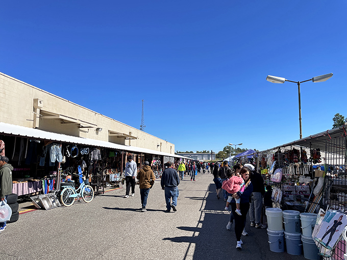 The Old Paris Flea Market stretches out under Oklahoma skies, a treasure hunter's paradise waiting to be explored.