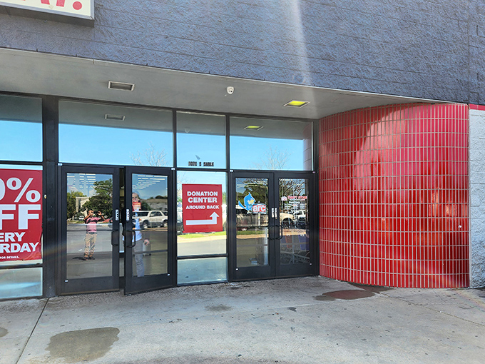 The iconic red signage of ARC's donation center welcomes you to the thrill of the hunt.