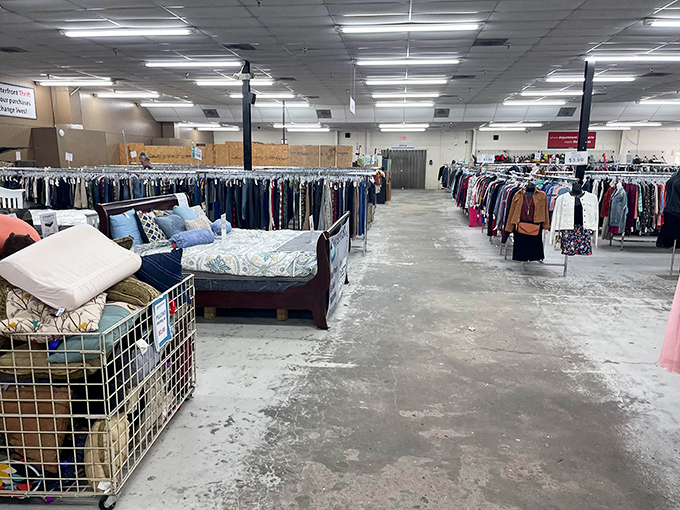 The unassuming exterior of Waterfront Rescue Mission Thrift Store hides a treasure trove within&mdash;like finding the world's best pizza joint in a strip mall.