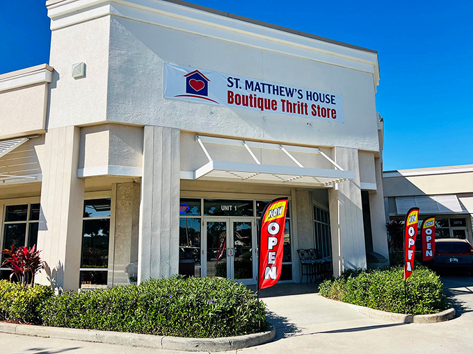 Rack after colorful rack of meticulously organized clothing awaits treasure hunters at St. Matthew's House Parkshore Thrift Store, where fashion finds don't require a fashion budget.
