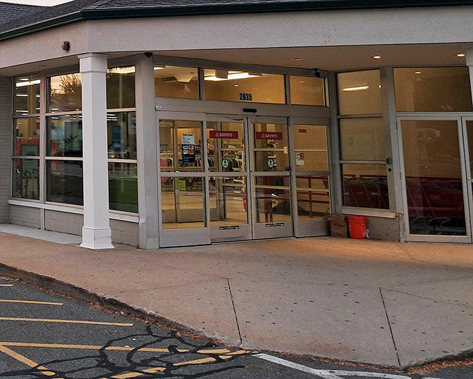 The unassuming entrance to Savers in Hanover belies the treasure trove waiting inside. Like a portal to another dimension of bargain hunting.