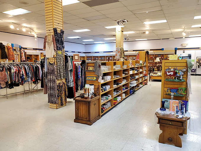 Organized chaos at its finest &ndash; women's clothing on the left, housewares on the right, and endless possibilities everywhere you look. Treasure hunting has never looked so inviting!