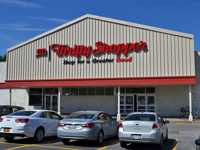 Morning sunshine highlights the "Shop for a Greater Good" motto &ndash; a reminder that your treasure hunting actually helps fund community programs.