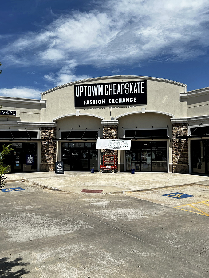 That stone facade and bold signage means business&mdash;the kind where your wallet stays happy while your closet gets fabulous.