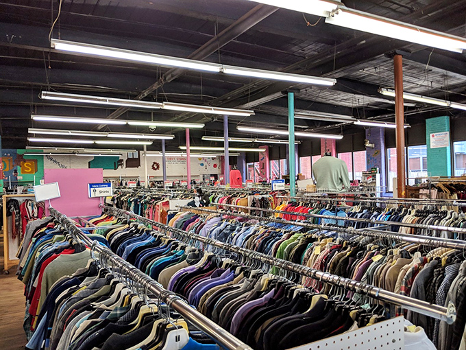 Rack after glorious rack of clothing stretches into the distance like a textile ocean. Somewhere in this sea of fabric, your next favorite outfit is waiting.