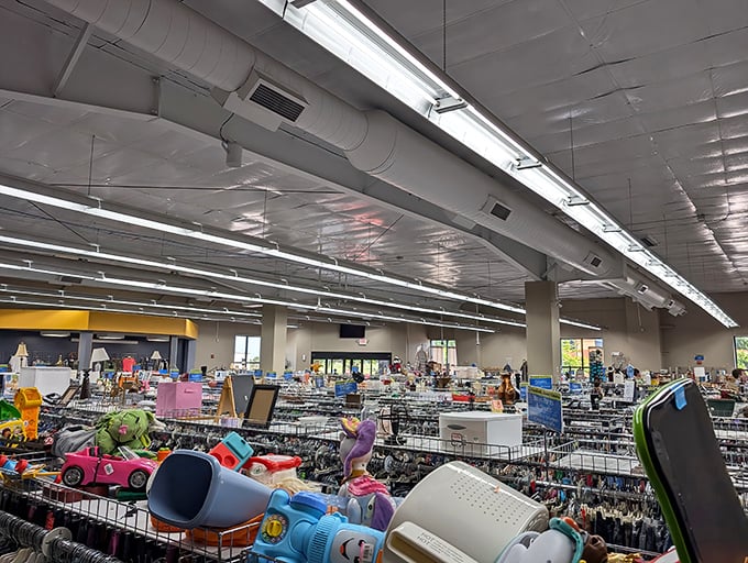 Treasure hunting paradise! The spacious interior of Aberdeen's Goodwill reveals rows upon rows of potential discoveries waiting for eagle-eyed shoppers.