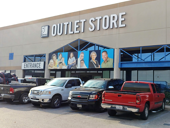 Welcome to bargain paradise! The Goodwill Outlet's fa&ccedil;ade might be simple, but inside awaits a thrifting adventure that would make Indiana Jones trade his whip for a shopping cart.