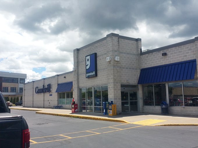 The iconic blue awnings and smiling "g" logo welcome bargain hunters to this Janesville treasure trove.