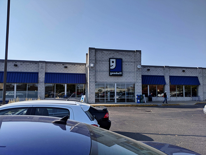 The iconic blue awnings and smiling "g" logo welcome bargain hunters to this Janesville treasure trove.