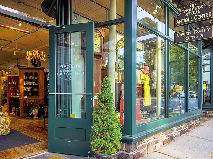 The iconic green storefront welcomes treasure hunters with the promise of vintage wonders within. Step inside and prepare for a time-traveling adventure!