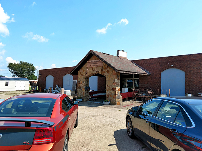 The unassuming exterior of Leroy's Antiques & Collectibles in Belpre hides a universe of vintage treasures within its brick walls, like a geode waiting to be cracked open.