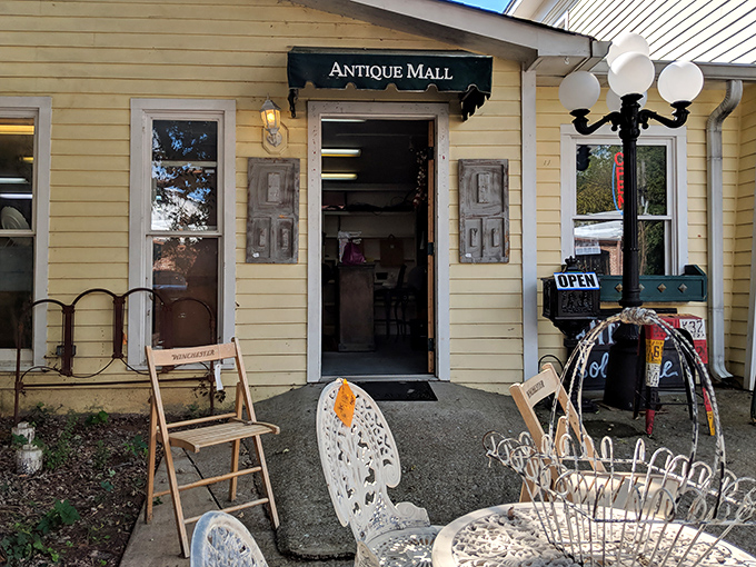 The unassuming yellow facade of Franklin Antique Mall belies the wonderland within, like finding a portal to the past hiding in plain sight.