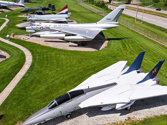 A bird's-eye view of aviation history spread across Indiana farmland. These magnificent machines once ruled the skies, now peacefully resting in Peru.