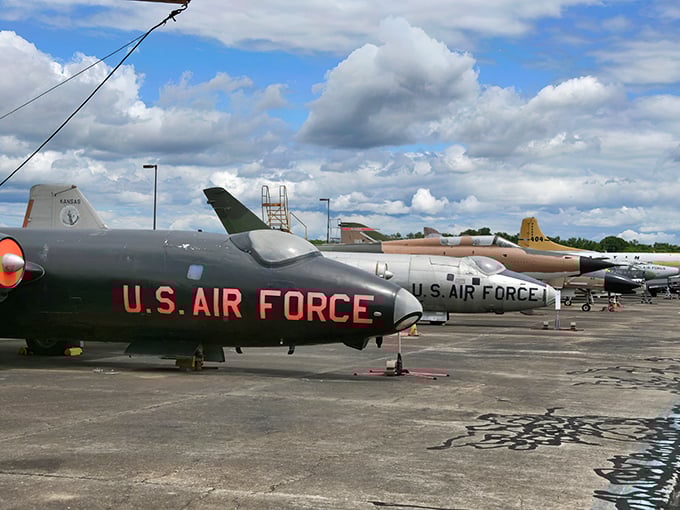 A squadron of memories parked under Maryland skies. These retired warriors now serve as time machines to America's aviation golden age.