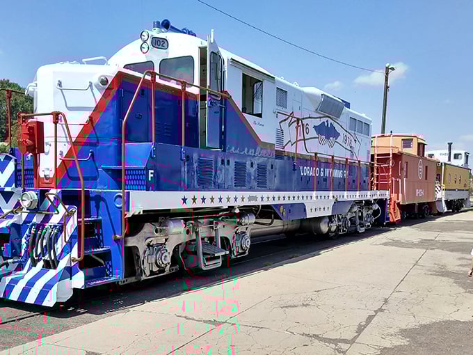This patriotic diesel beauty, decked out in red, white, and blue, proves that trains can dress up for special occasions too.