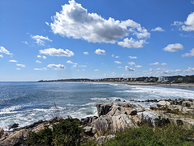 Where the sky meets the sea in a perfect New England postcard moment. Wallis Sands offers that rare coastal magic that makes you forget your phone exists.