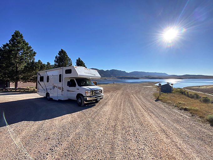 The view that makes you question whether you're still in Wyoming or somehow teleported to a Mediterranean coastline. Nature showing off its best blue.