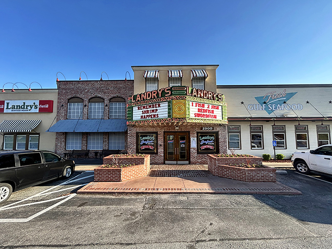 Landry's marquee lights up Branson like a culinary Broadway show, promising "Sangrias, Sunshine, Summertime" &ndash; a seafood siren call in brick and neon.