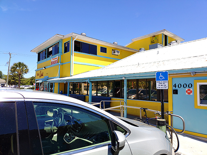 The sunshine-yellow exterior of Oasis isn't just eye-catching&mdash;it's nature's way of saying "good food happens here." Like a tropical bird among seagulls.