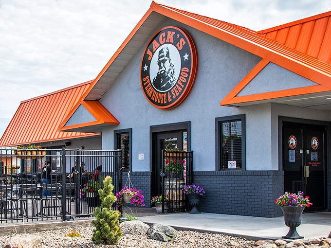 That iconic orange roof and welcoming entrance say it all &ndash; Jack's isn't just a restaurant, it's a Bismarck landmark waiting to be discovered.