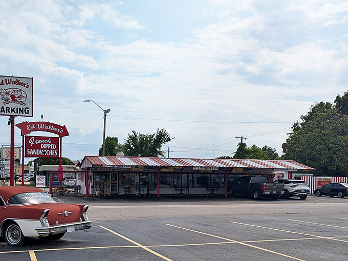 The iconic red and white striped awning of Ed Walker's stands like a beacon for hungry travelers on Towson Avenue.
