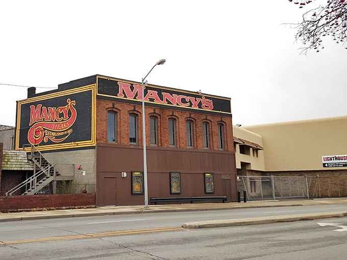 The brick fortress of flavor stands proudly on Phillips Avenue, its bold red signage a beacon to hungry Toledo residents seeking carnivorous nirvana.