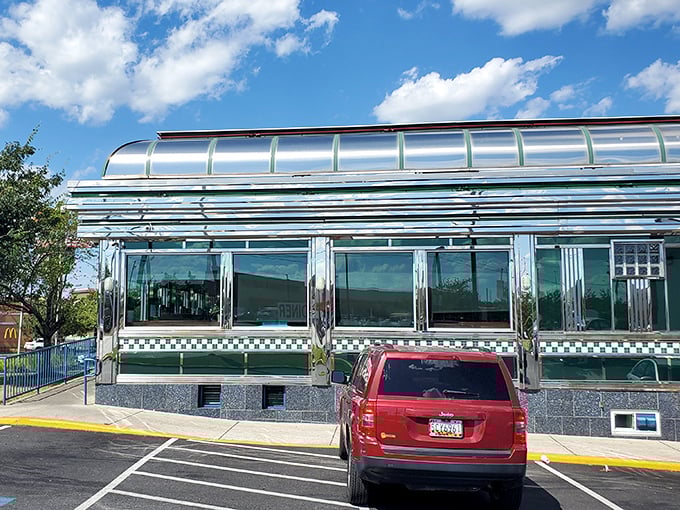 Sunny skies and shiny chrome! The iconic Broadway Diner is the perfect stop for a friendly meal.