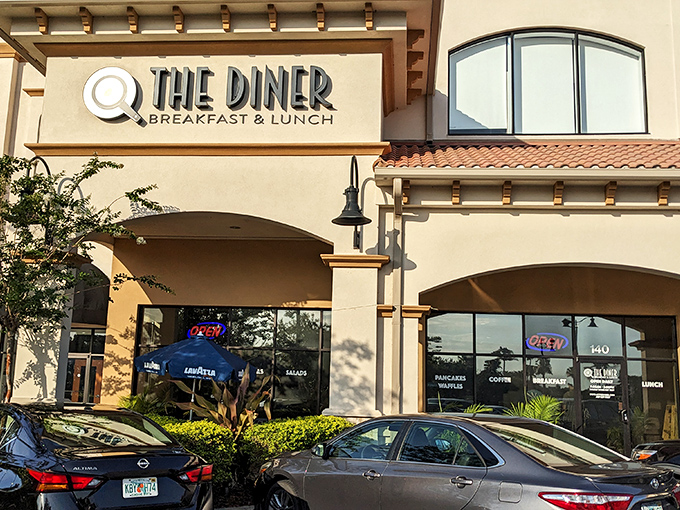 @ The Diner's Mediterranean-meets-Main-Street exterior promises what every great diner should: a place where breakfast isn't just a meal, but a morning celebration.