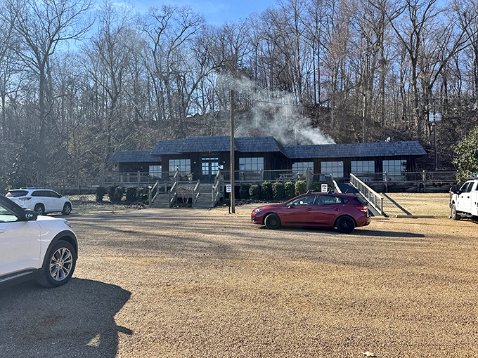 Smoke rising from this unassuming wooden cabin isn't a forest fire&mdash;it's the siren call of perfectly fried catfish beckoning hungry travelers to Shiloh's riverside treasure.