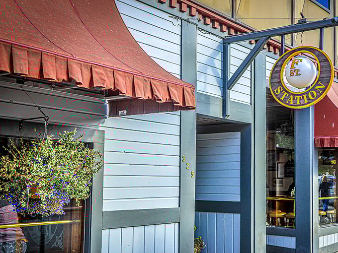 The unassuming blue exterior of F Street Station hides culinary treasures within, like a delicious secret waiting to be discovered in downtown Anchorage.