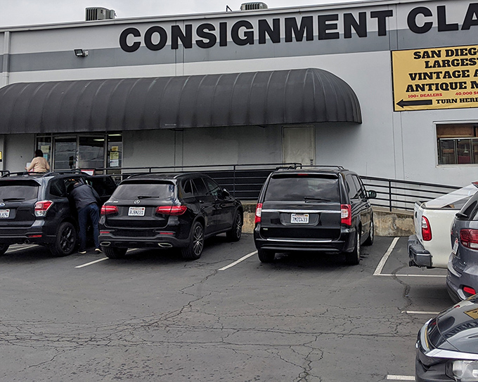 The vintage awning beckons like a portal to yesteryear, where parking is free and adventures await inside.