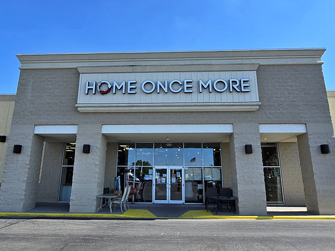 Home Once More welcomes treasure hunters with its clean, modern facade&mdash;a deceptively ordinary exterior hiding an extraordinary world of secondhand wonders inside. 