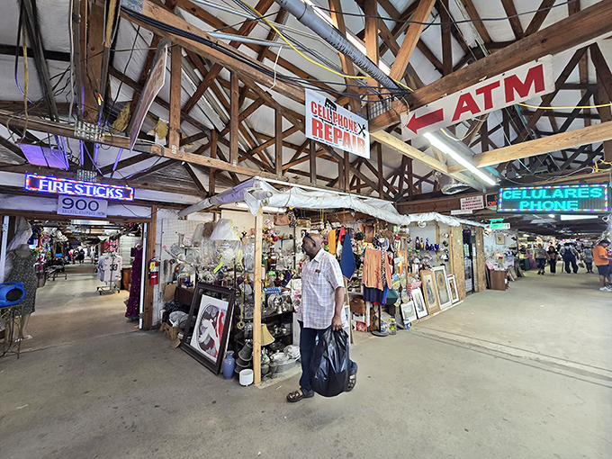 The bustling interior of Keller's reveals a treasure hunter's paradise where vintage finds and modern bargains coexist under rustic wooden beams.
