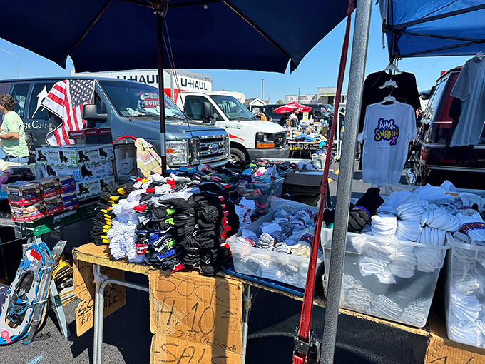 Socks, shirts, and American flags &ndash; the unofficial trinity of flea market merchandise. One person's drawer overflow becomes another's fashion statement.