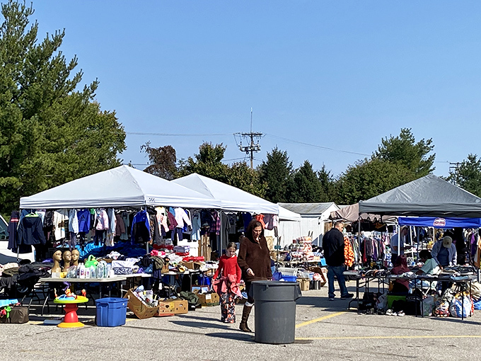 White tents stretch across the asphalt like a village of possibilities, each one housing treasures waiting to be discovered by the right pair of eyes.