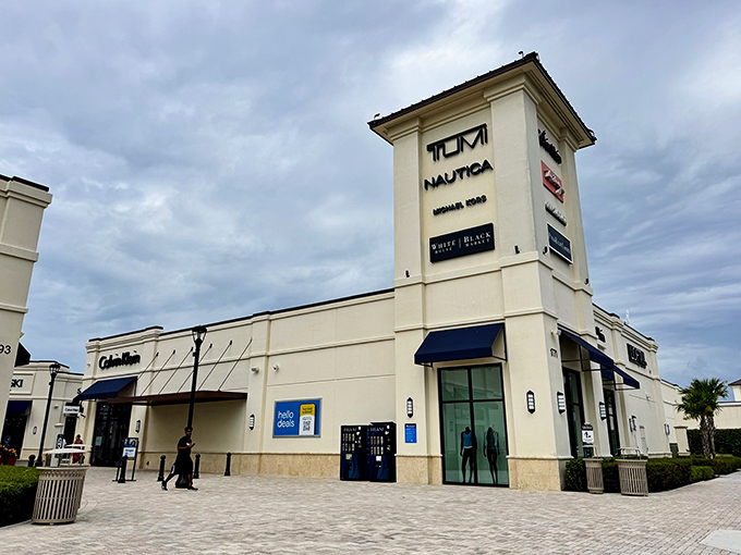 The architectural crown jewel of Palm Beach Outlets, where TUMI and Nautica beckon shoppers with promises of luxury at prices that won't require a second mortgage.