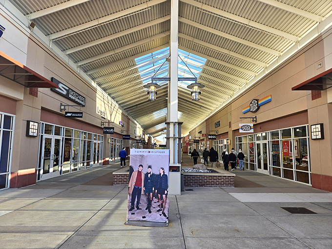 Covered walkways with skylights offer the perfect blend of outdoor shopping ambiance with protection from Chicago's famously unpredictable weather tantrums.