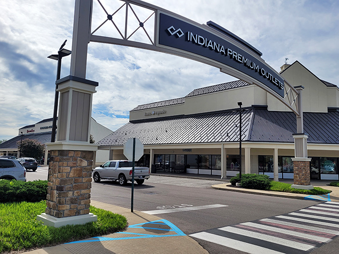 Welcome to bargain paradise! The architectural blend of Main Street charm and modern retail efficiency creates the perfect backdrop for your shopping adventures.