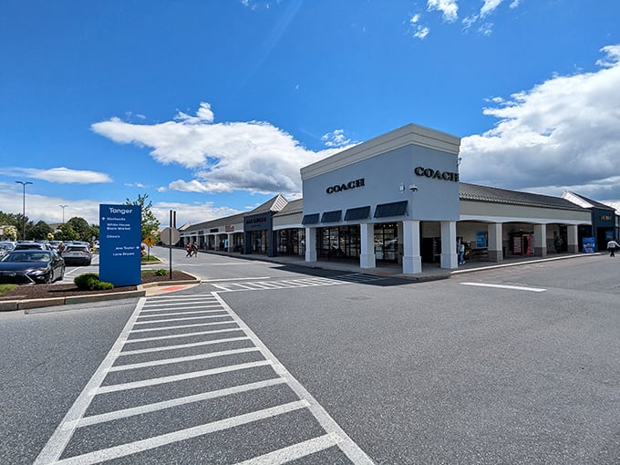 Coach anchors the corner at Tanger Outlets Hershey, where your credit card goes on vacation but somehow returns with more friends than it left with.