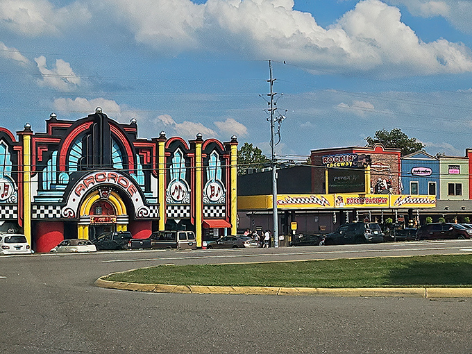 Pigeon Forge's architectural personality on full display &ndash; where else can you shop in buildings that look like they were designed by Willy Wonka after a particularly vivid dream?