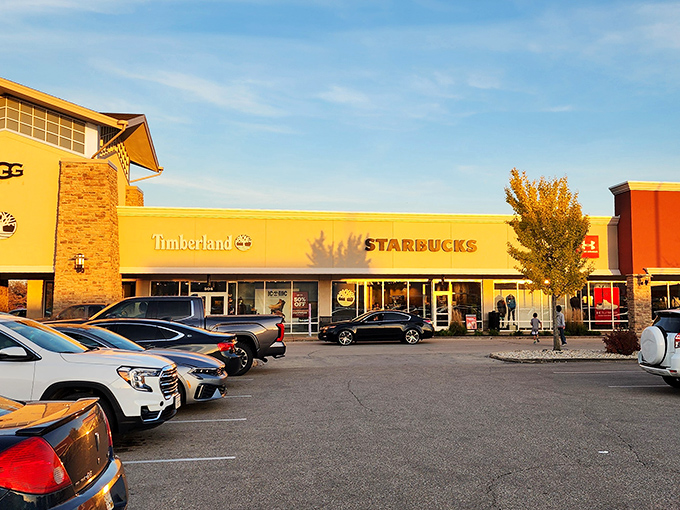 Timberland&rsquo;s storefront pairs perfectly with the aroma of Starbucks, giving Wisconsin shoppers a spot where browsing and recharging go hand in hand.