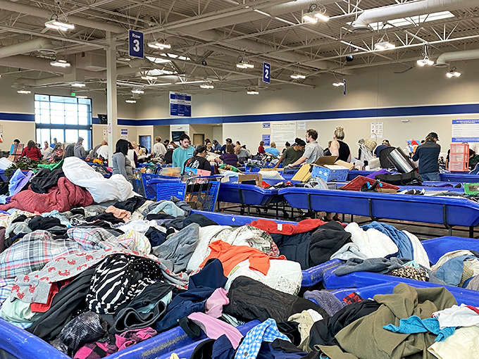 The modern exterior of Spokane's Goodwill Outlet beckons bargain hunters with its clean lines and bright blue signage&mdash;treasure hunting has never looked so inviting.