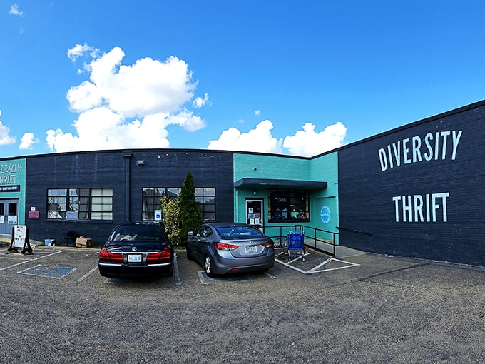 Under perfect blue skies, this unassuming building houses enough vintage treasures to furnish a small neighborhood. The hunt begins at the teal doorway.