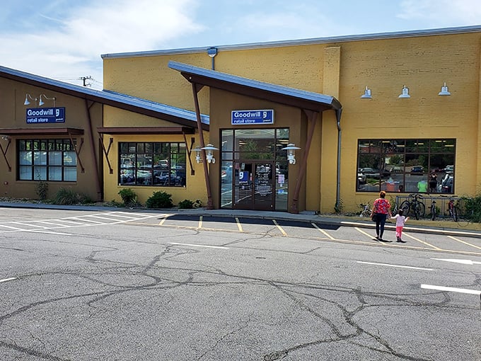 The bright yellow building with its distinctive blue awning stands as a monument to second chances and unexpected treasures.